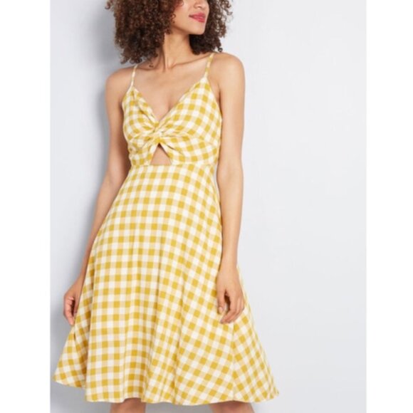 Gilli | Dresses | Gilli Gingham Plaid Fit Flare Smocked Cutout Cami ...
